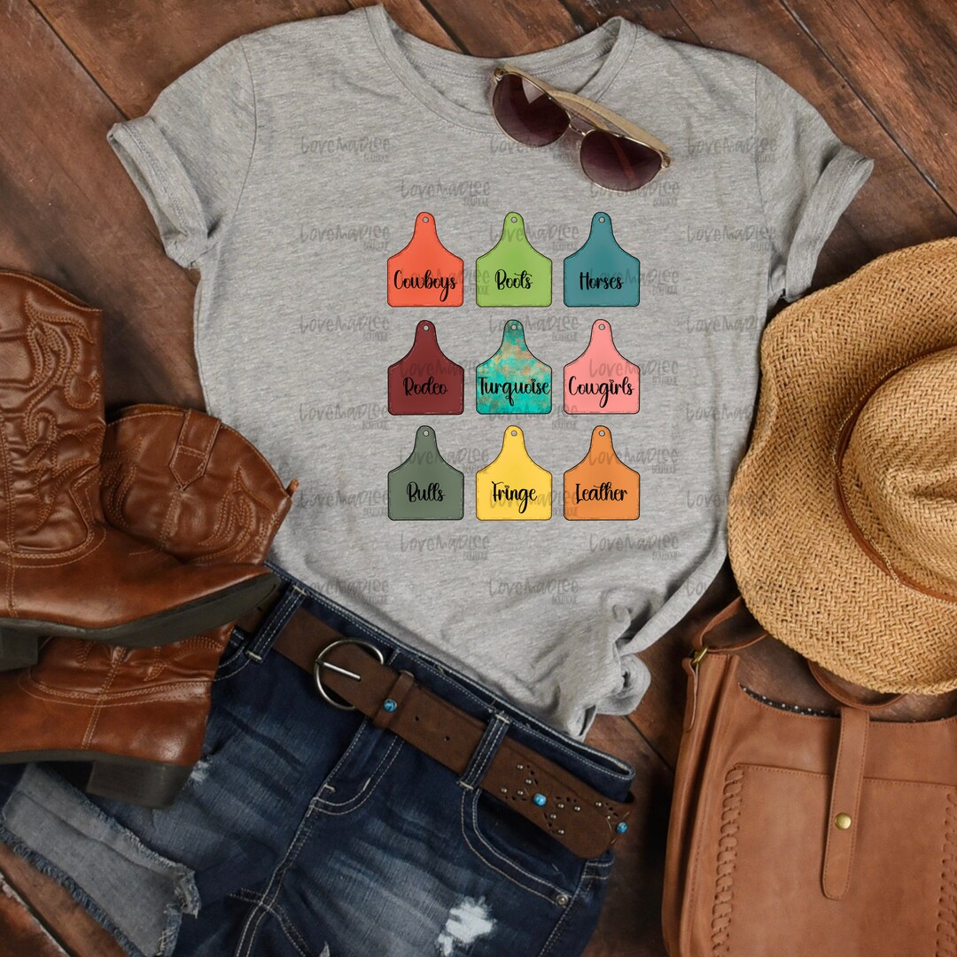 Western Cow Tags PNG, Shirt Sublimation, Screenprint Files - Etsy