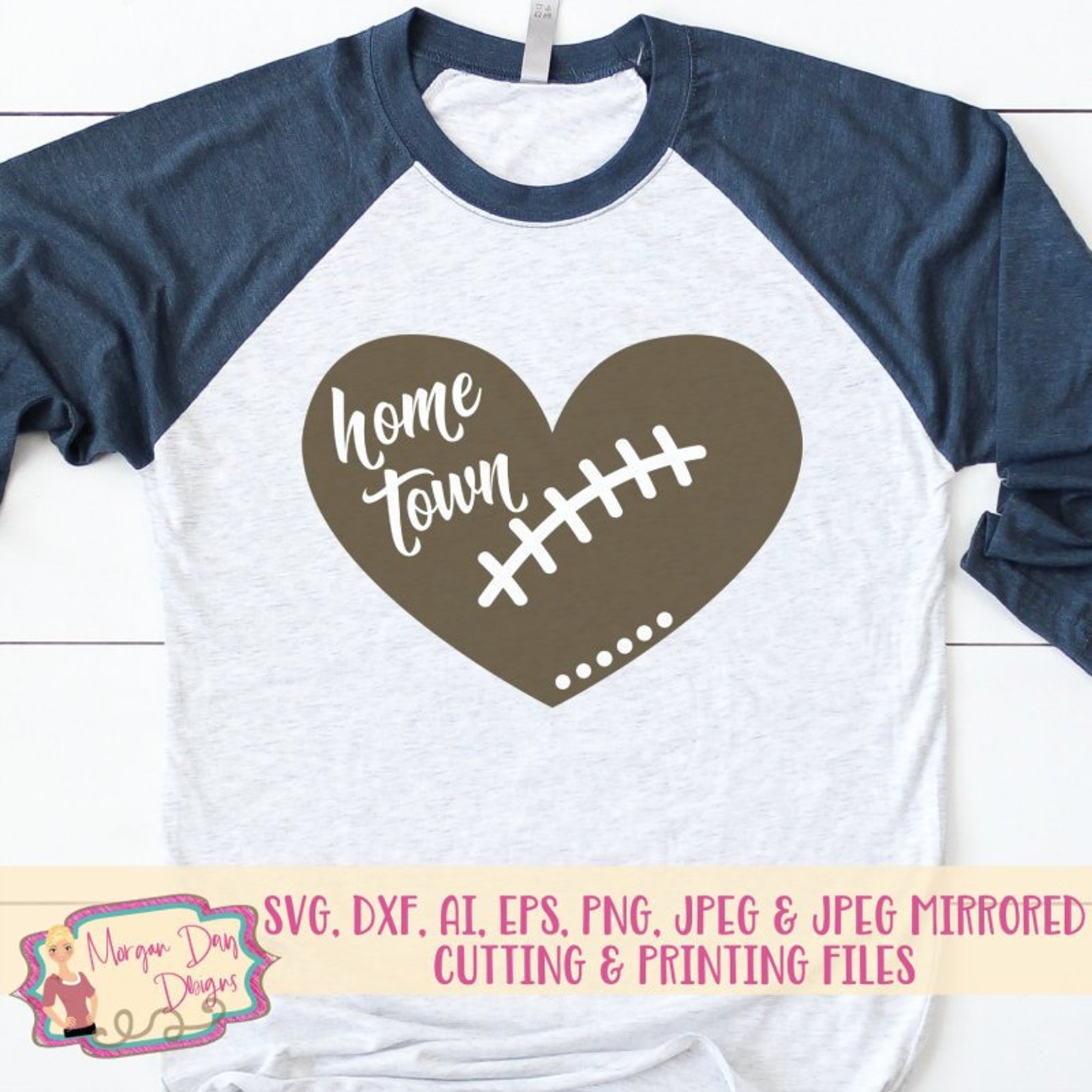 Football SVG - Home Town Football SVG - Football Heart SVG - Football ...