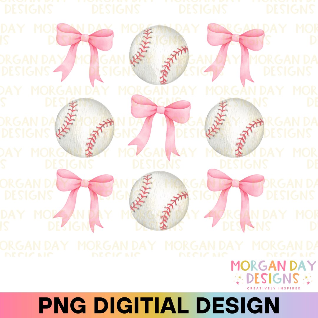 Coquette Baseball PNG, Pink Bow Aesthetic PNG, Baseball Mom PNG, Preppy ...