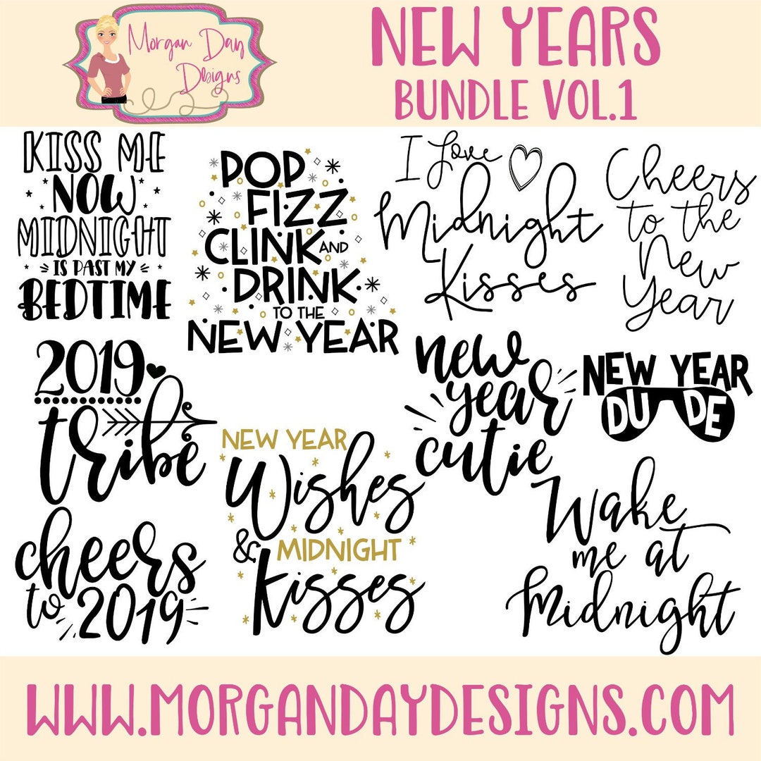 Silvester SVG Prost SVG Silvester SVG Kiss Me Now svg Silvester Bundle ...
