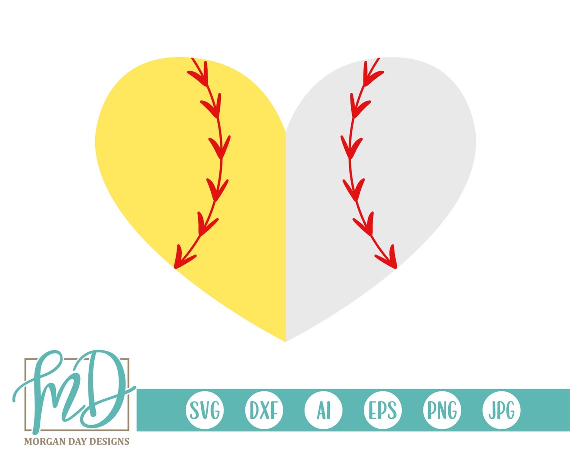 Baseball SVG Softball SVG Half Heart SVG Half Sports Svg - Etsy
