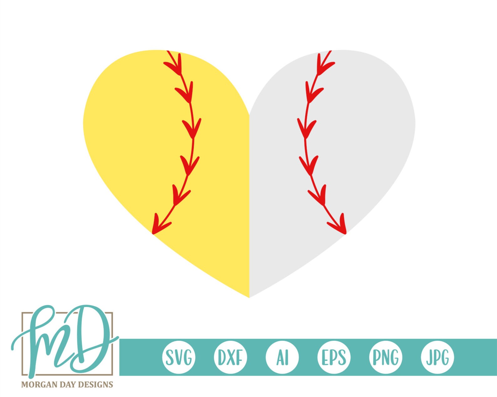 Baseball SVG Softball SVG Half Heart SVG Half Sports Svg - Etsy