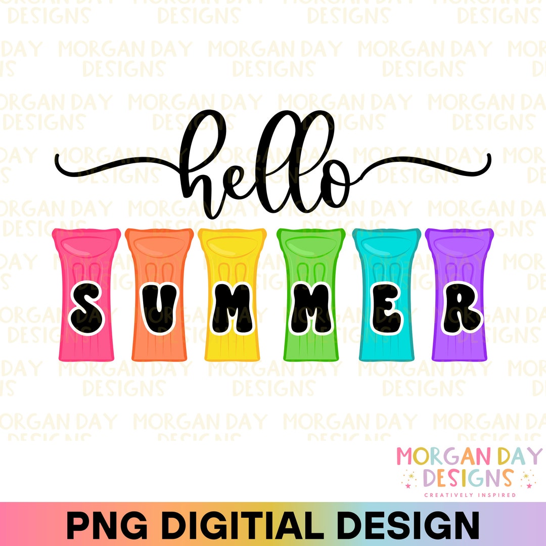 Hello Summer PNG Sublimation Design | Colorful Pool Floaties Clipart ...