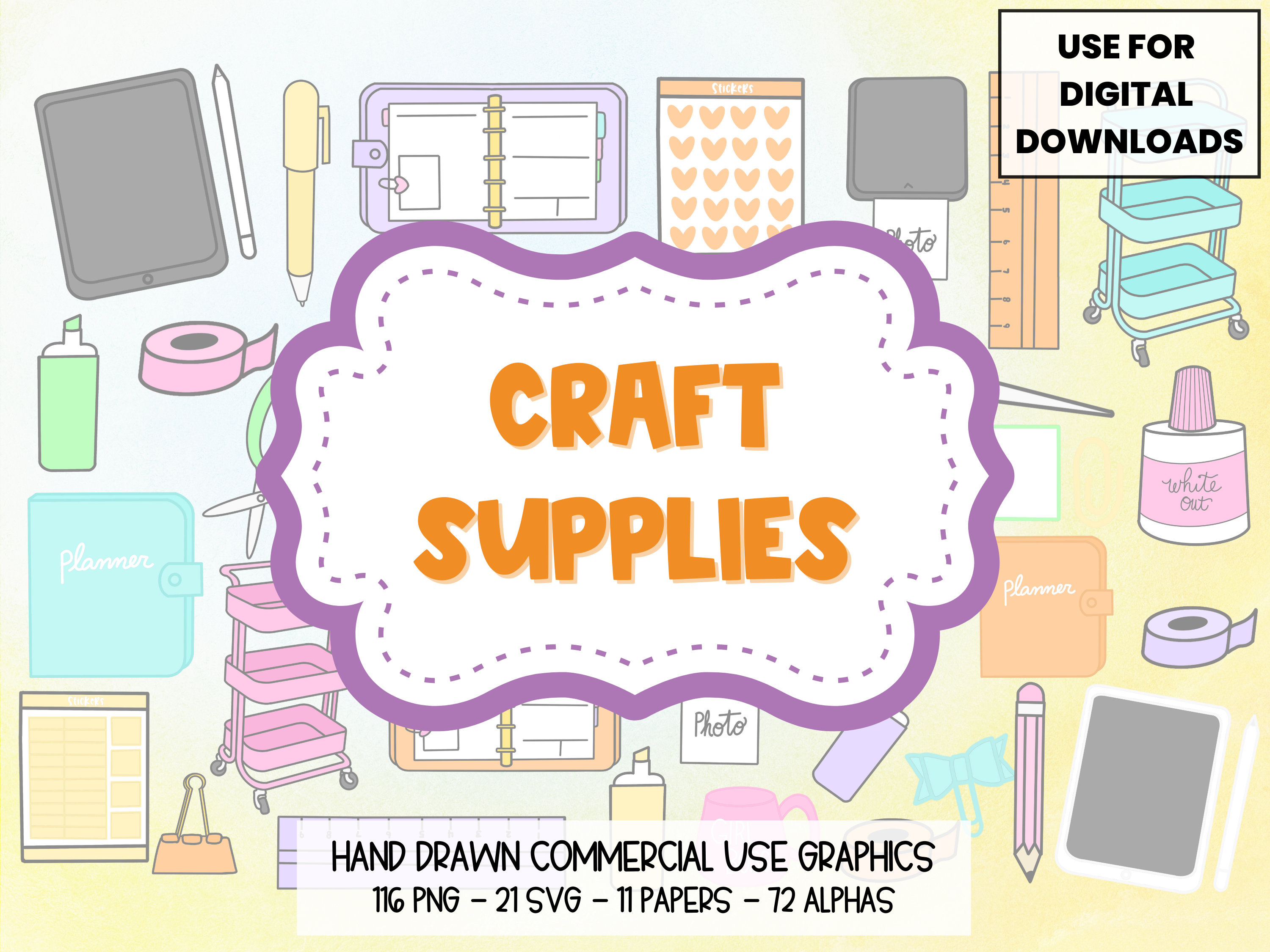 Craft Supplies Clipart Craft Svg Crafting Craft Tools - Etsy