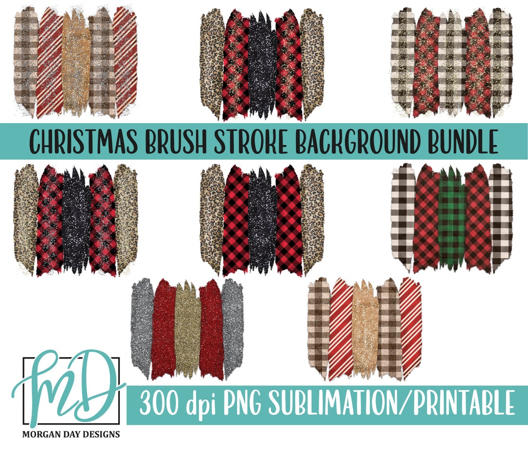 Christmas Buffalo Plaid Leopard Brush Stroke Background Sublimation ...