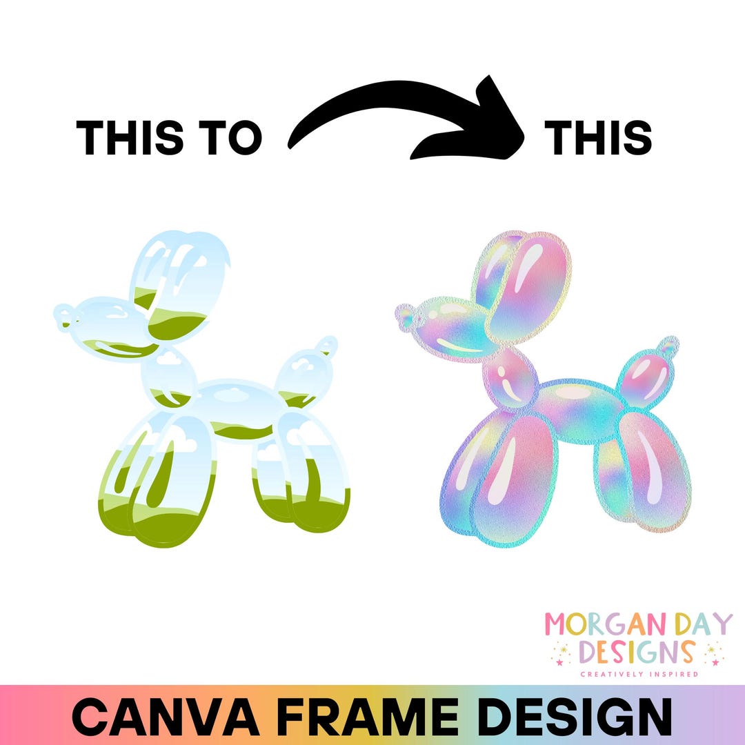 Balloon Dog Canva Frame, Balloon Animal Aesthetic, Editable Template ...