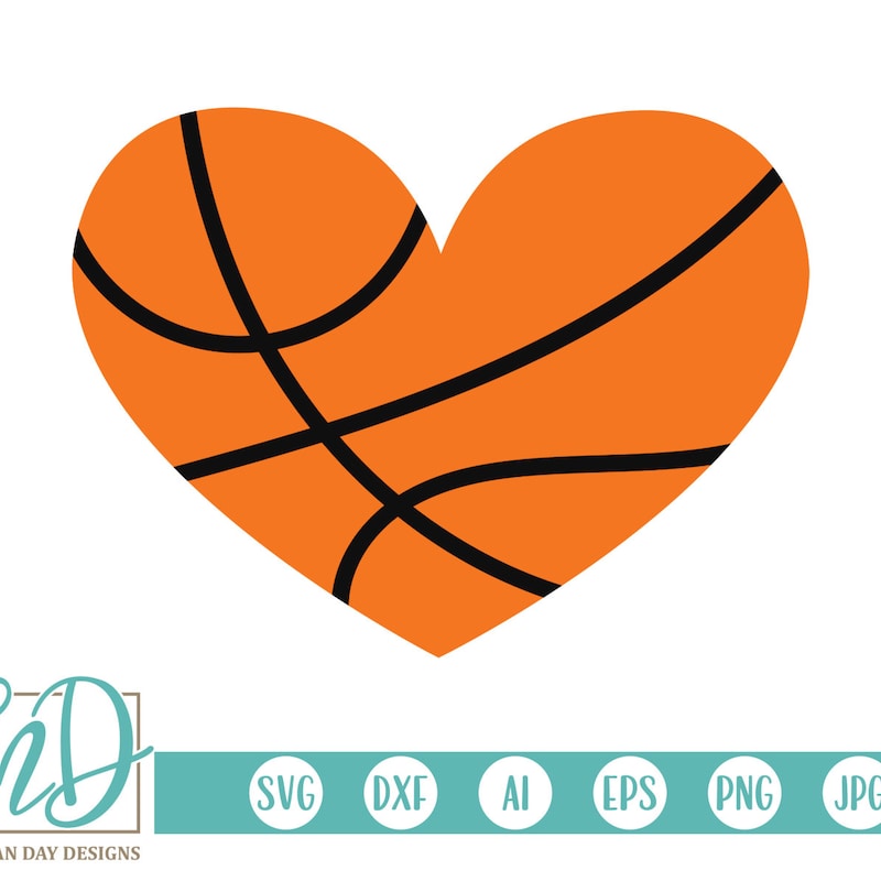 Basketball Heart Svg - Etsy