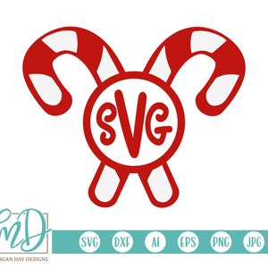 Candy Cane Monogram SVG, Christmas Monogram SVG, Christmas SVG, Candy ...