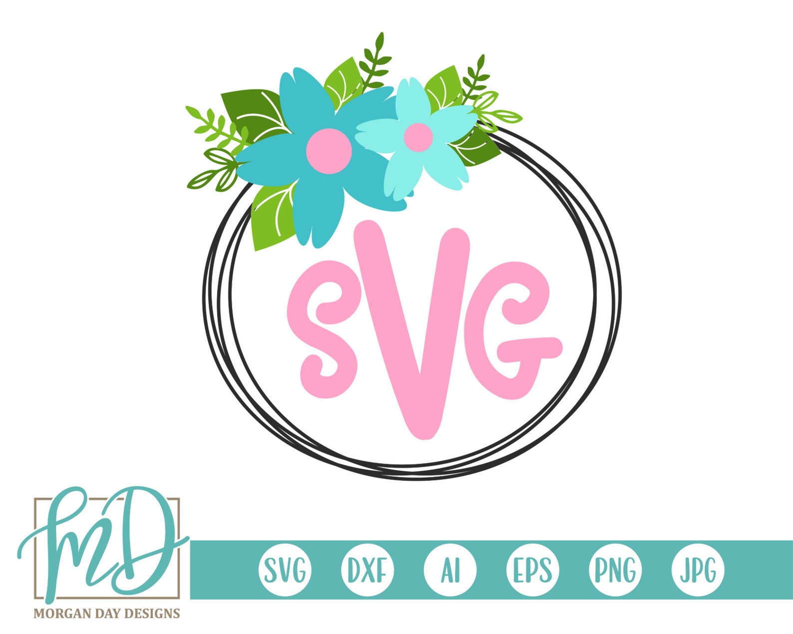 Floral Monogram SVG Floral Wreath SVG Monogram SVG Monogram - Etsy