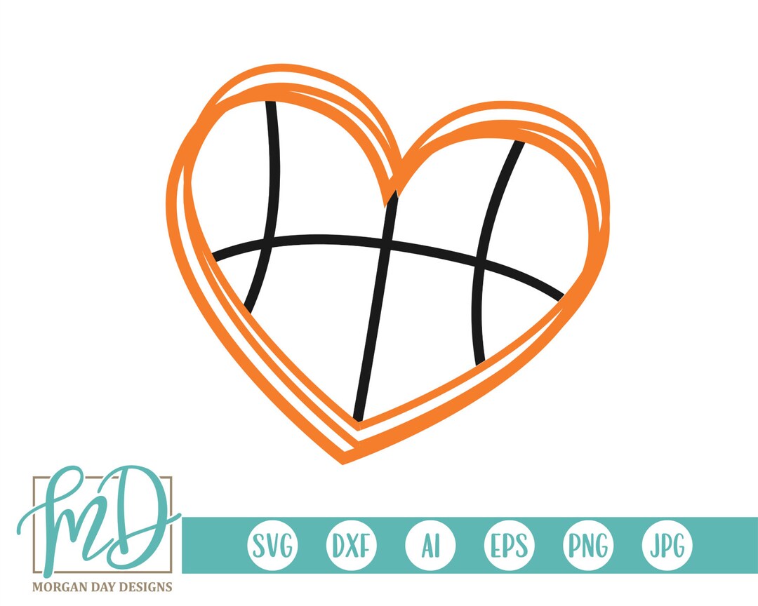 Basketball Heart Outline SVG, Basketball SVG, Basketball Heart SVG ...
