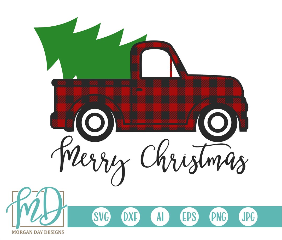 Christmas Truck SVG, Buffalo Plaid Truck SVG, Christmas Tree SVG ...