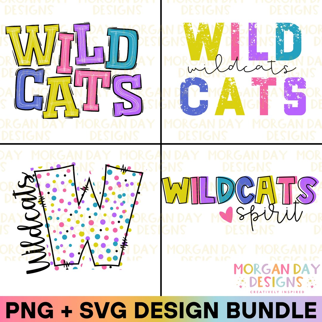 Wildcats School Mascot SVG, Football Basketball Baseball Softball ...