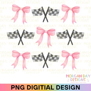 Coquette Checkered Flag PNG, Pink Bow Aesthetic PNG, Racing PNG, Preppy ...