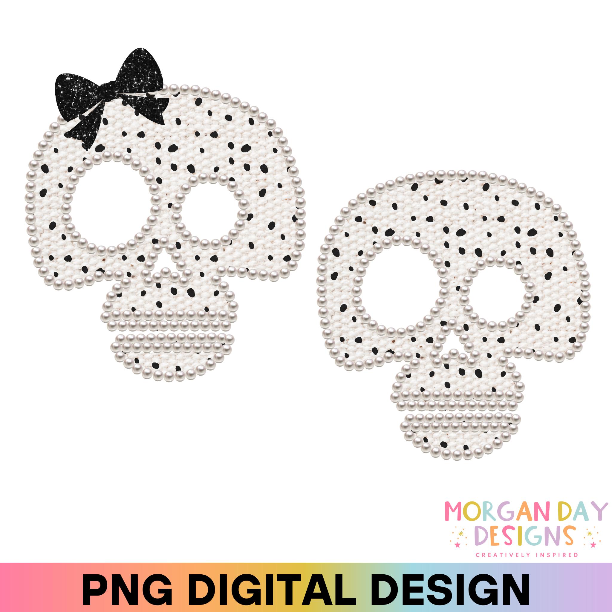 Dalmatian Skull PNG, Pearls Png, Glam Halloween Png, Preppy Pearl Png ...