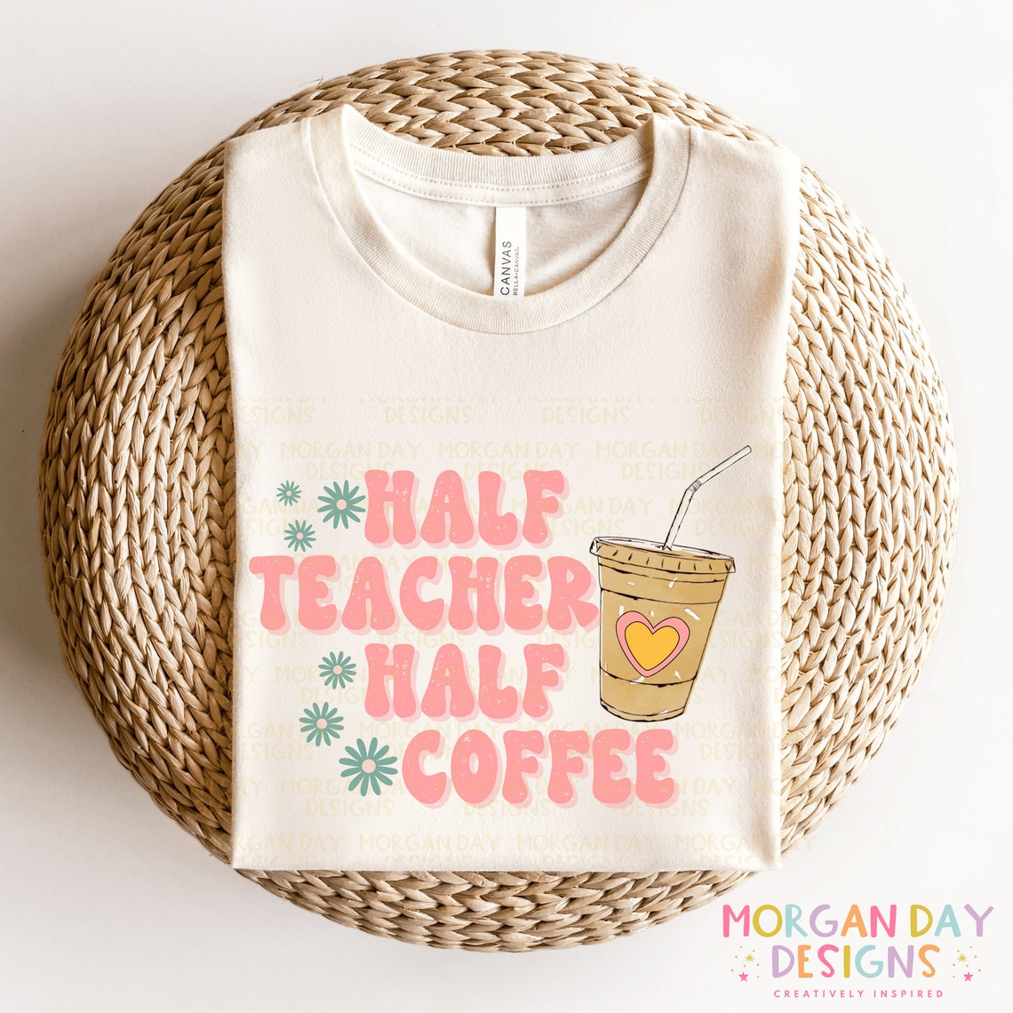 Half Teacher Half Coffee PNG Print File for Sublimation, Retro Teacher ...