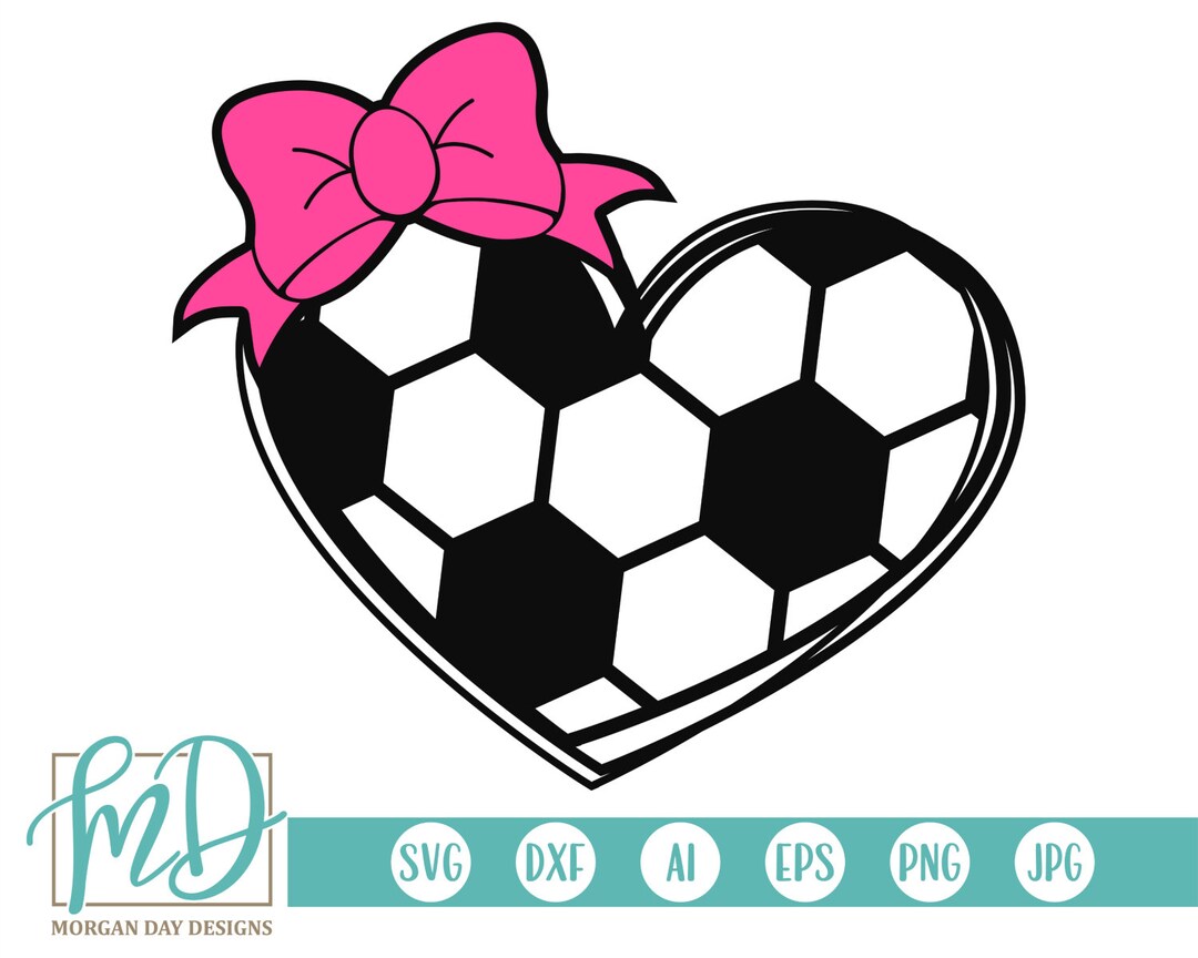 Soccer Heart SVG - Soccer Bow SVG - Soccer SVG - Soccer Ball Heart Svg ...