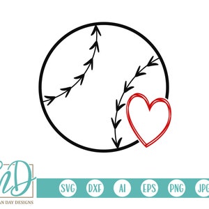 Baseball SVG - Baseball Outline - Baseball Heart SVG - Baseball Cut ...