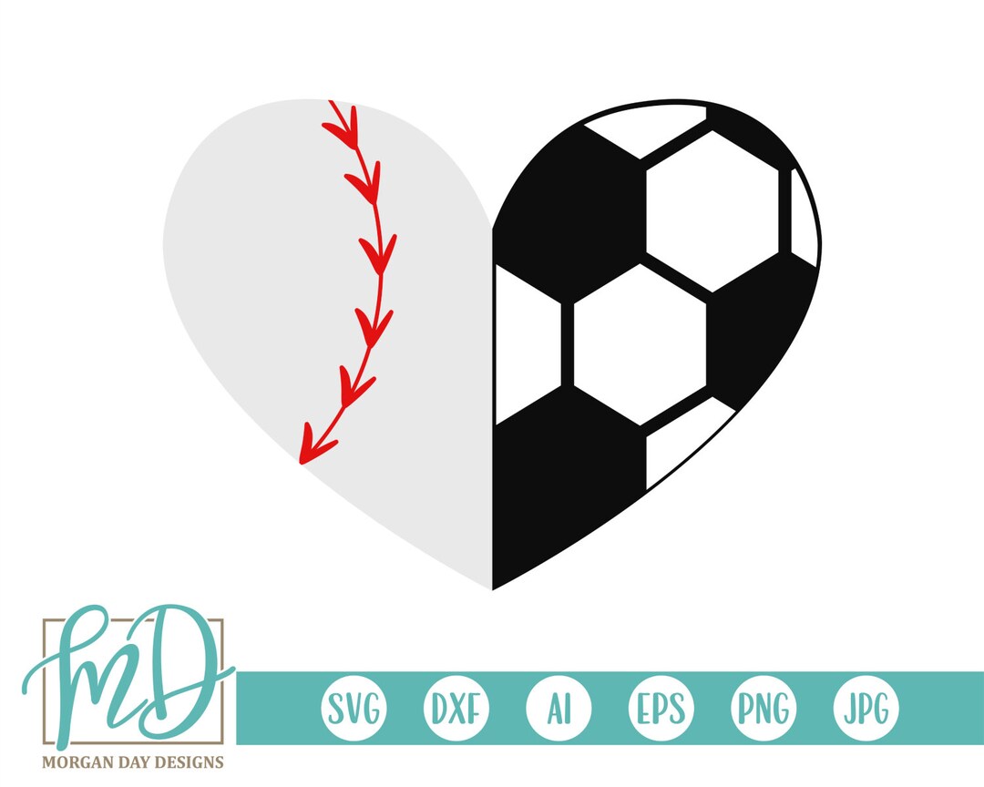 Baseball SVG - Soccer SVG - Baseball Heart SVG - Soccer Heart Svg ...