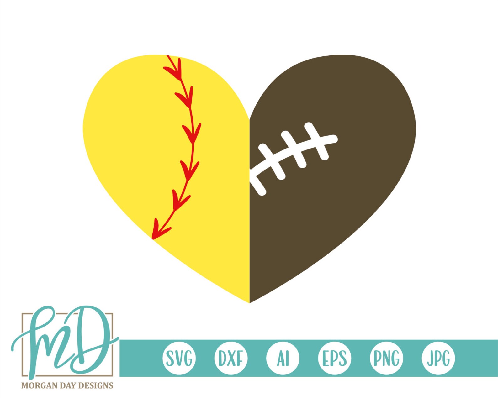 Softball SVG Football SVG Softball Heart SVG Football | Etsy