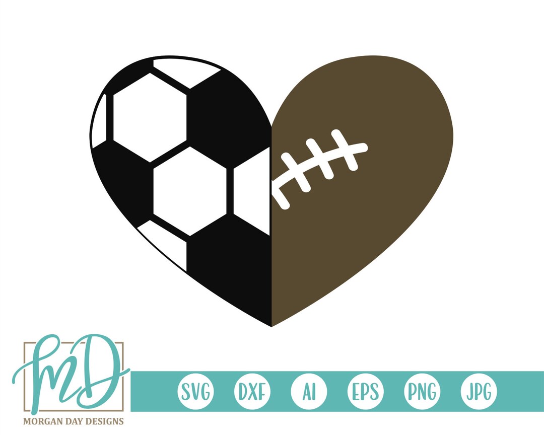 Soccer SVG, Football SVG, Soccer Heart SVG, Football Heart Svg, Soccer ...