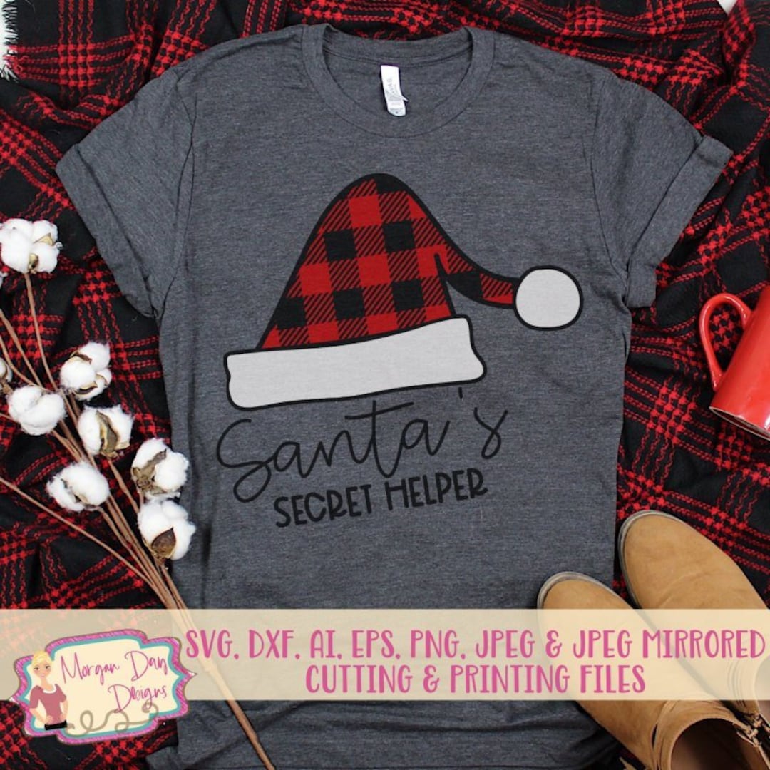 Santa's Secret Helper SVG - Christmas SVG - Plaid Santa Hat SVG - Santa ...