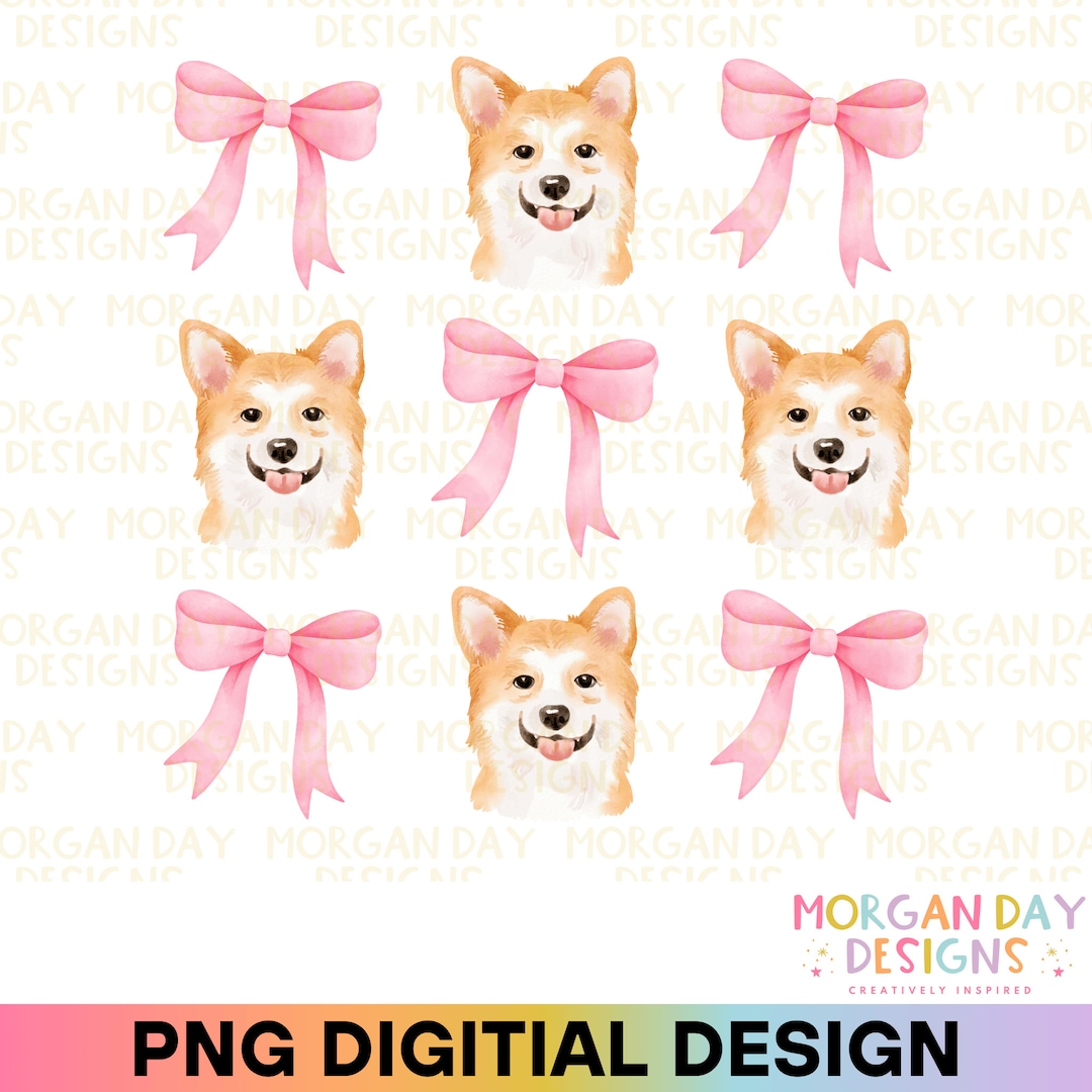 Coquette Corgi PNG, Pink Bow Aesthetic PNG, Corgi Lover, Preppy Social ...