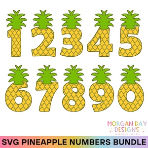 Pineapple Numbers SVG, Luau Party, Summer Birthday, Digital Download ...