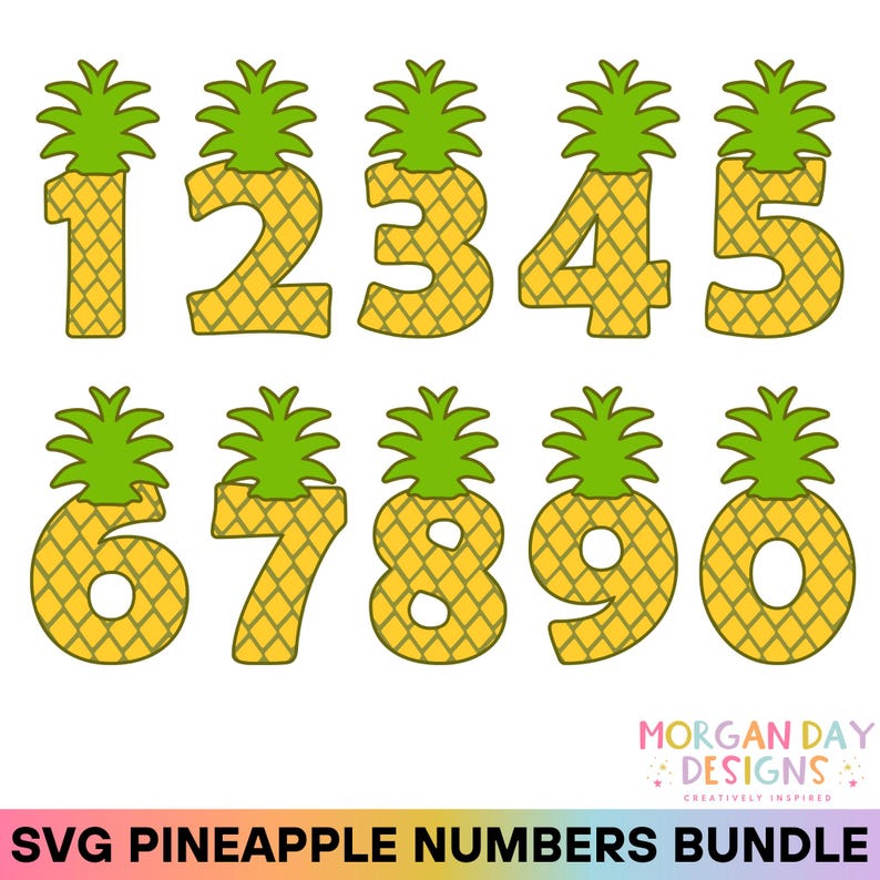 Pineapple Numbers SVG, Luau Party, Summer Birthday, Digital Download ...