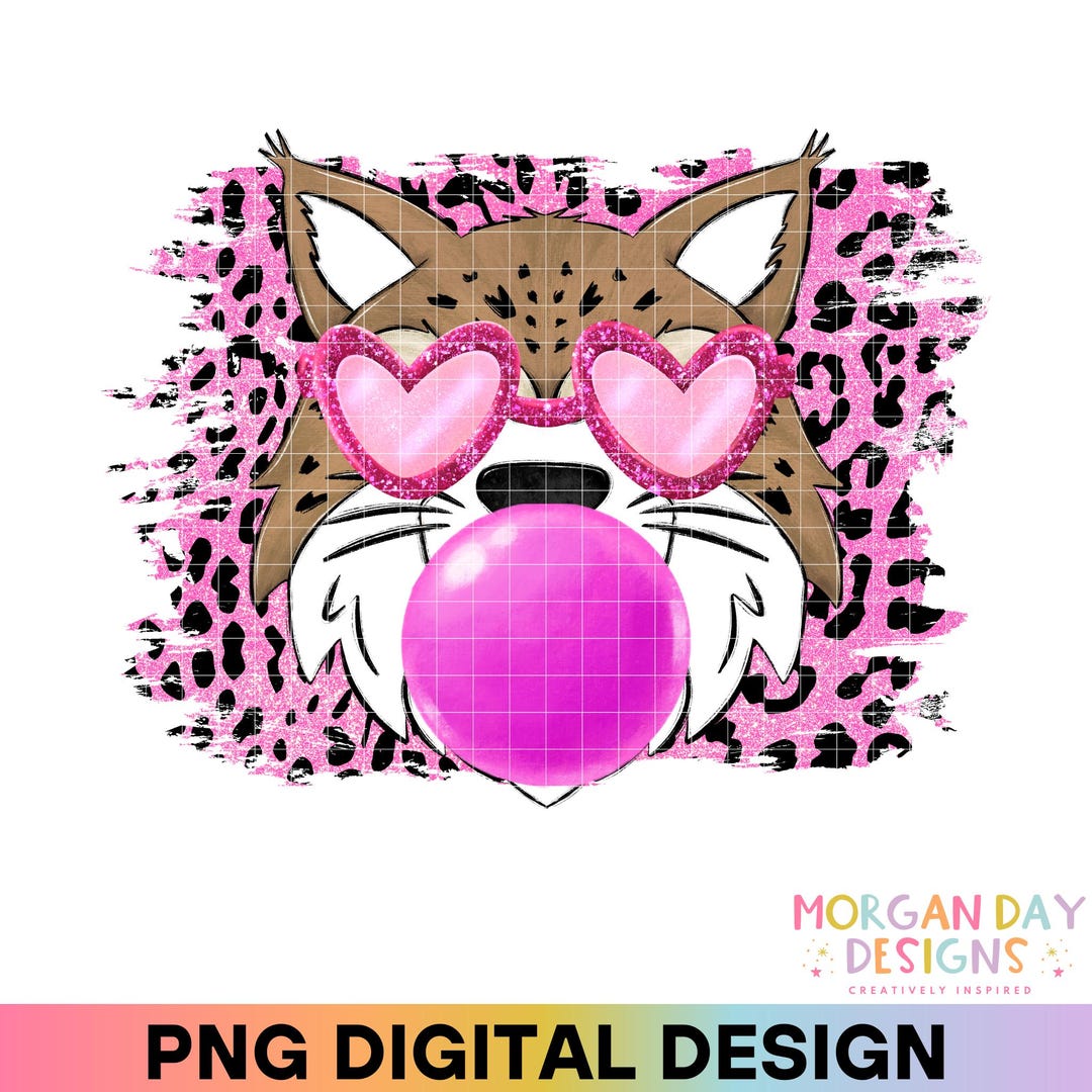 Preppy Bobcat Mascot PNG, Pink Bubble Gum Mascot, Football PNG Designs ...