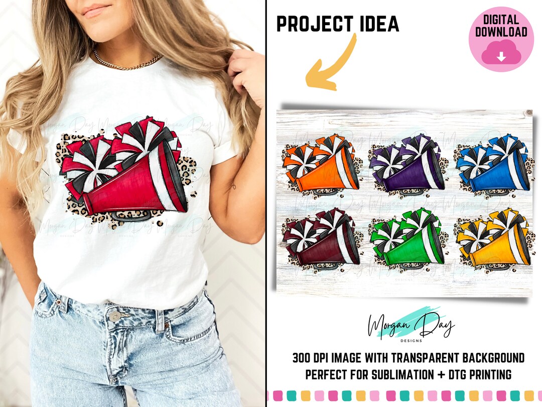 Cheer Sublimation Bundle, Cheerleader PNG Designs, Cheer Shirt Design ...