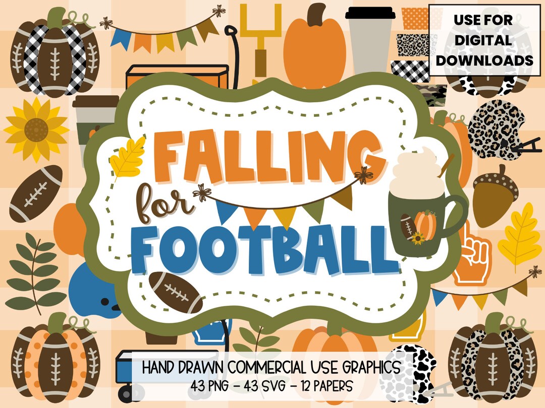 Fall Clipart, Football Svg, Fall Svg, Pumpkins, Commercial Use Graphics ...