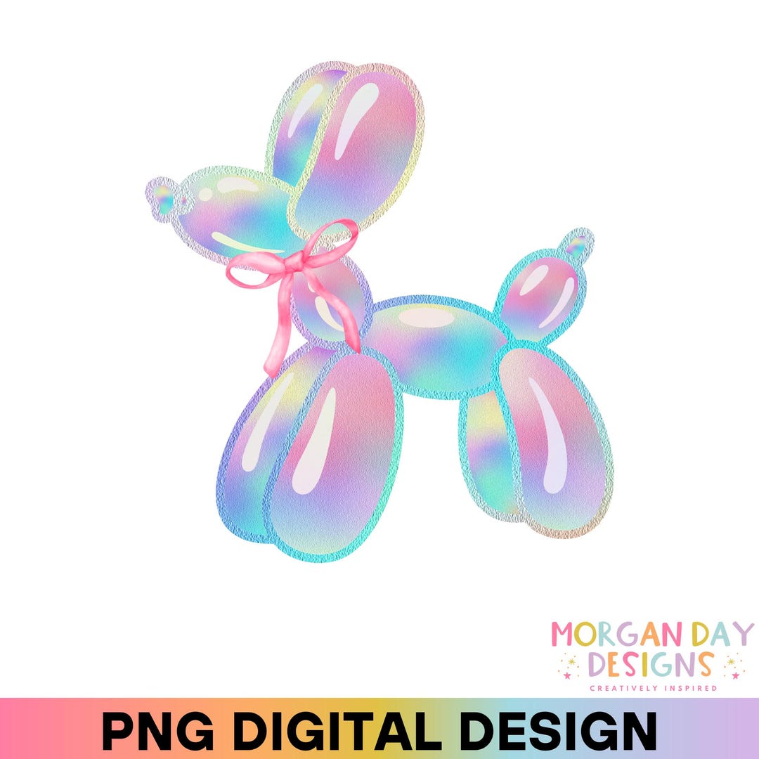 Coquette Balloon Dog PNG, Iridescent Dog PNG, Preppy Aesthetic, Pink ...