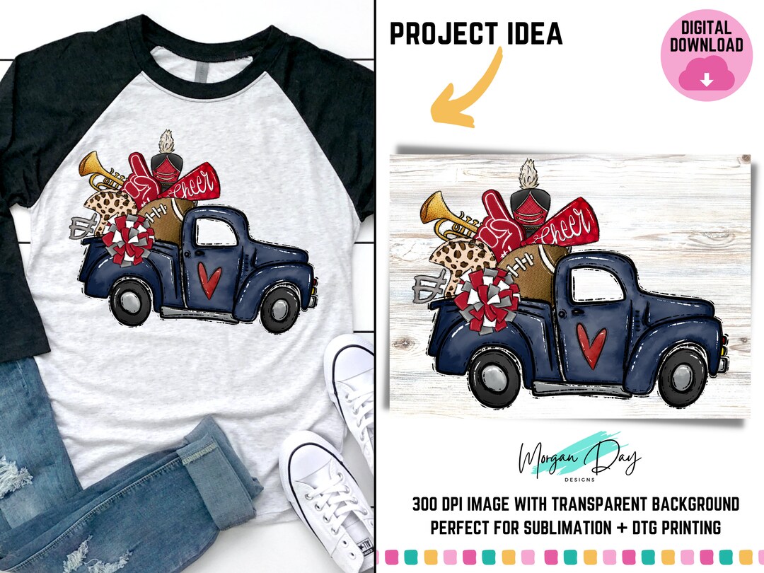 Football Cheer Band Mom Design, Football Mom PNG, Vintage Truck ...