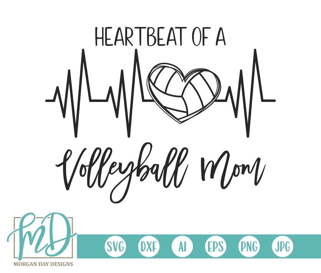 Volleyball Heartbeat SVG, Volleyball Mom SVG, Volleyball SVG ...