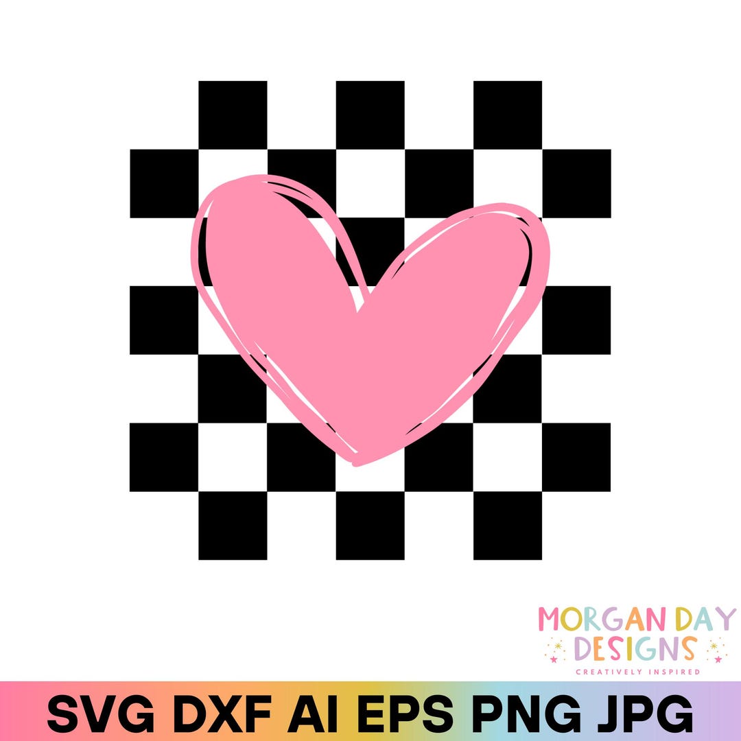 Retro Checkered Heart SVG, Valentines Day SVG, Checkered Valentine PNG ...