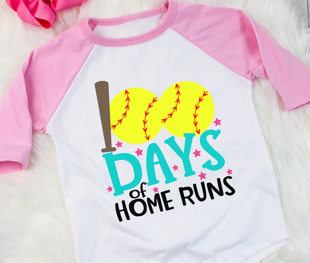 100 Days of Home Runs SVG, Girls 100th Day of School SVG, 100th Day of ...