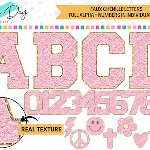 Pink Chenille Alphabet PNG Varsity Letters, Sorority Clipart, Chenille ...