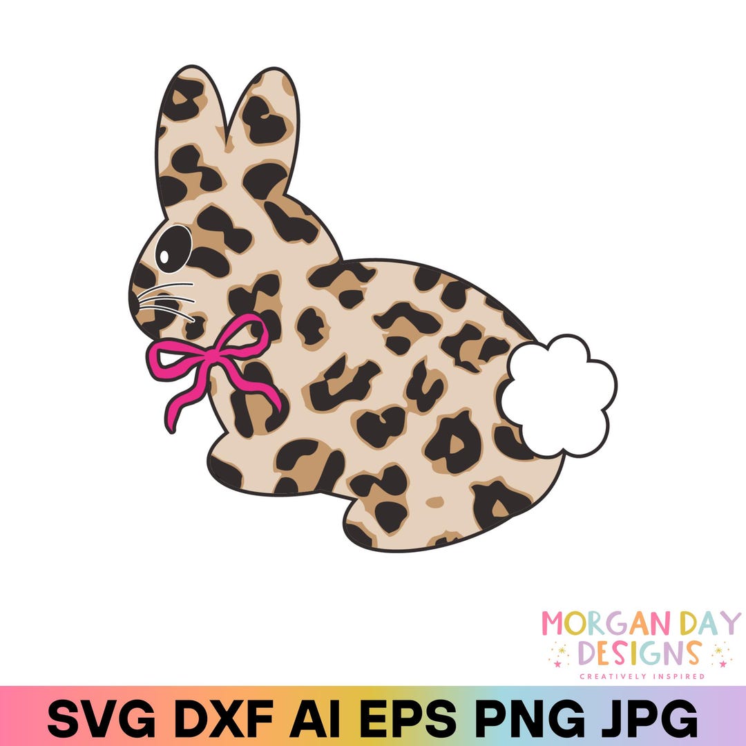 Leopard Print Bunny SVG, Cheetah Easter Bunny Cut File, Coquette Easter ...