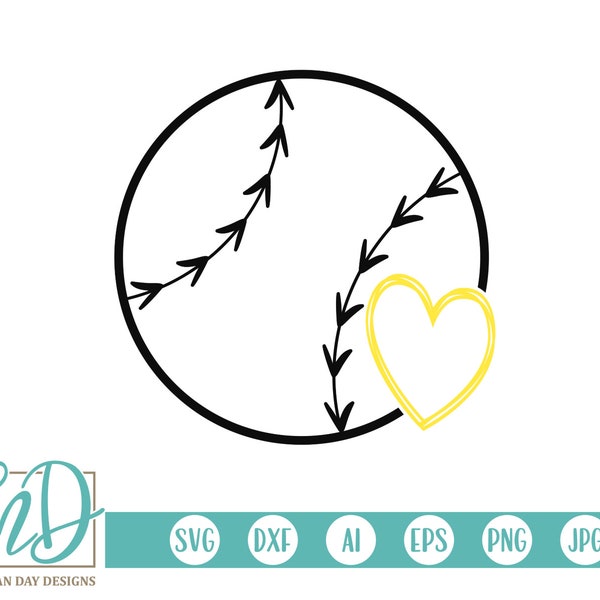 Baseball Heart Outline Svg - Etsy