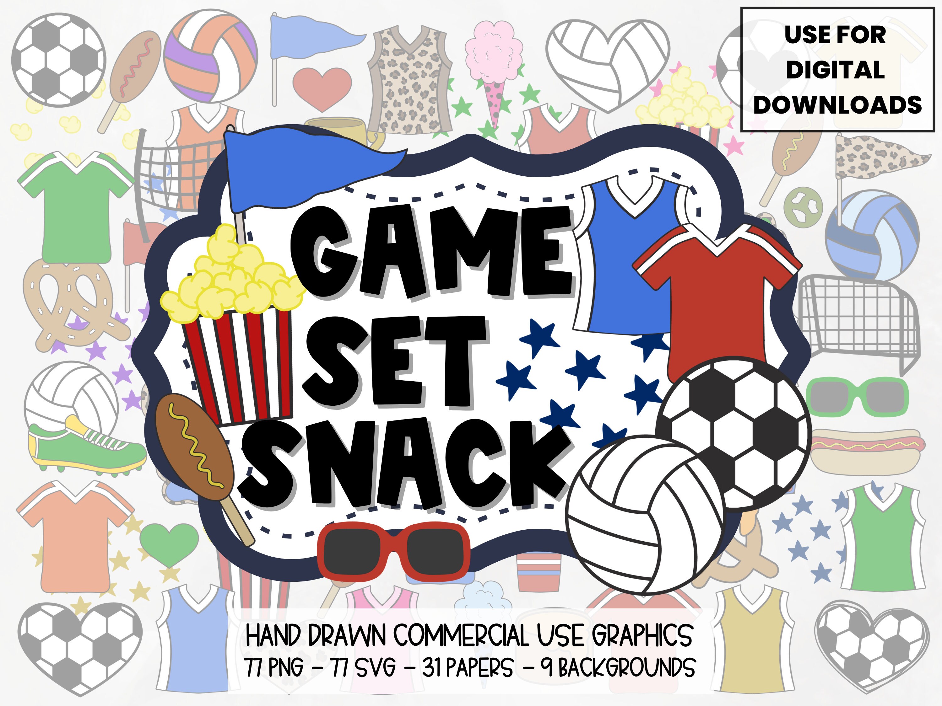 Sports Clipart Soccer Svg Volleyball Svg Concession Stand - Etsy