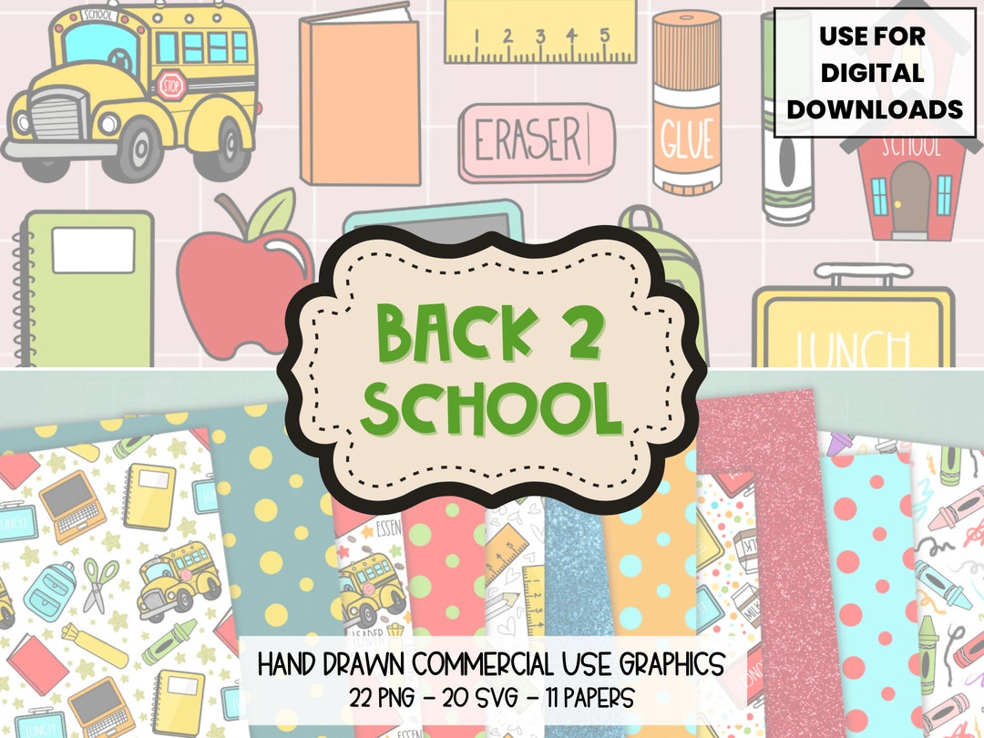 School Clipart, Back to School Svg, Bus, School Supplies, Teacher ...