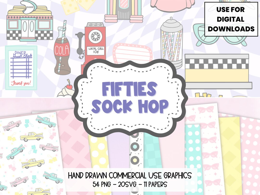 Sock Hop Clipart, Fifties Svg, Retro Svg, Birthday, 50s Clipart ...