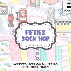 Sock Hop Clipart, Fifties Svg, Retro Svg, Birthday, 50s Clipart ...