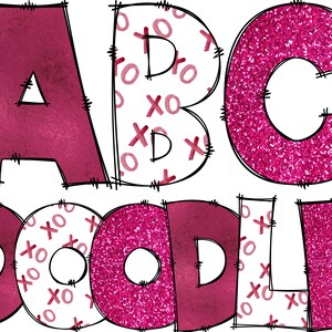 Valentine Alphabet Letters PNG Bundle, Doodle Letters PNG, Sublimation ...