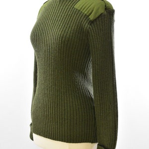 80s Vintage Wool Commando Sweater Army Green Elbow & Shoulder Patches ...