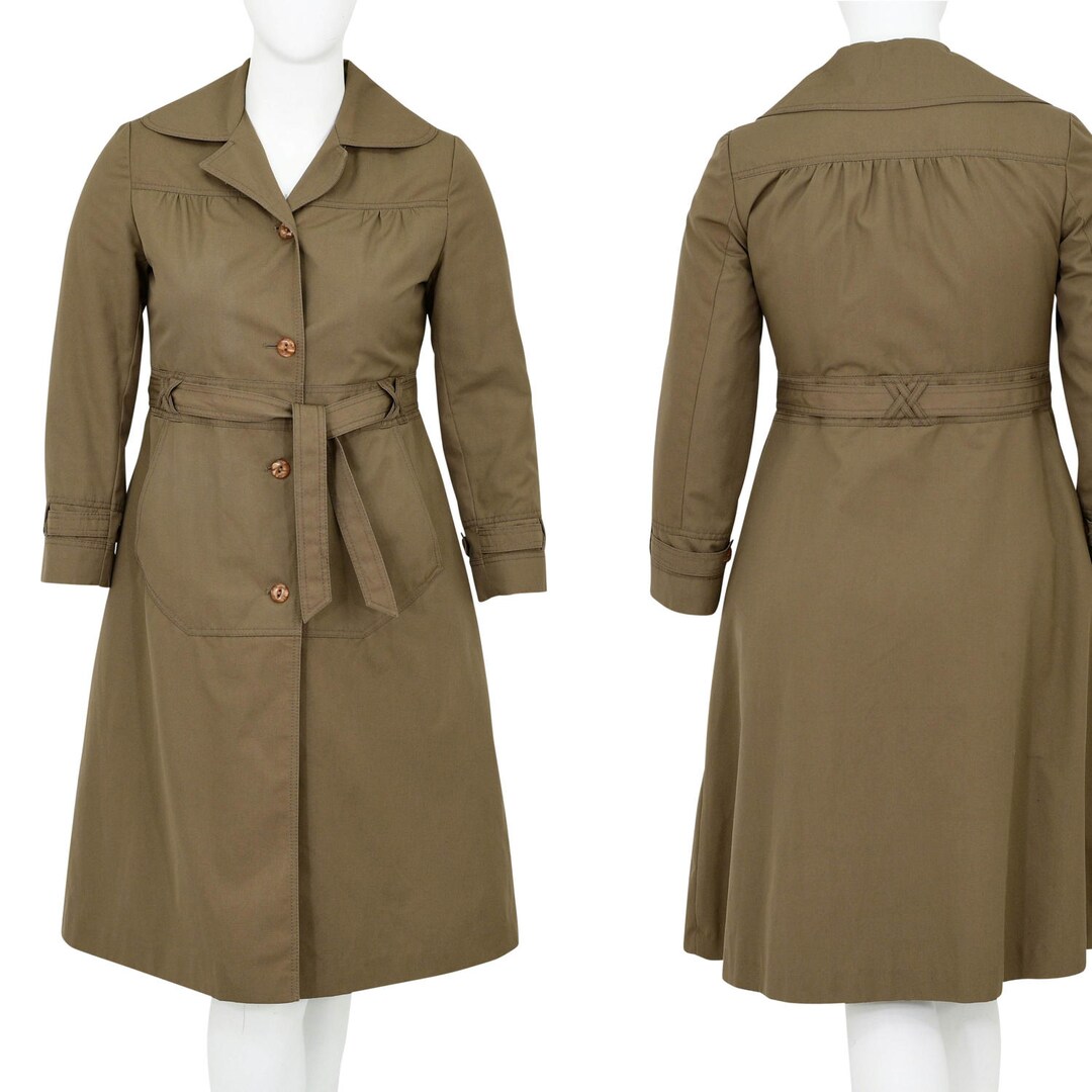 70s Vintage Slim Fit Western Trench Coat Womens M Mushroom Brown - Etsy