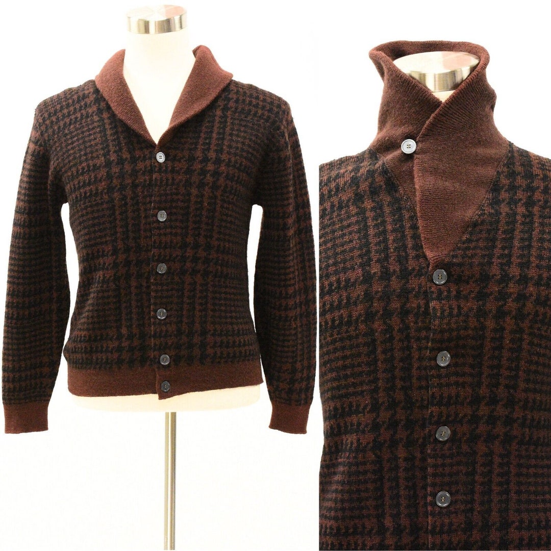60s Vintage Mens S Wool Cardigan Sweater Shawl Collar the Cayuga by ...