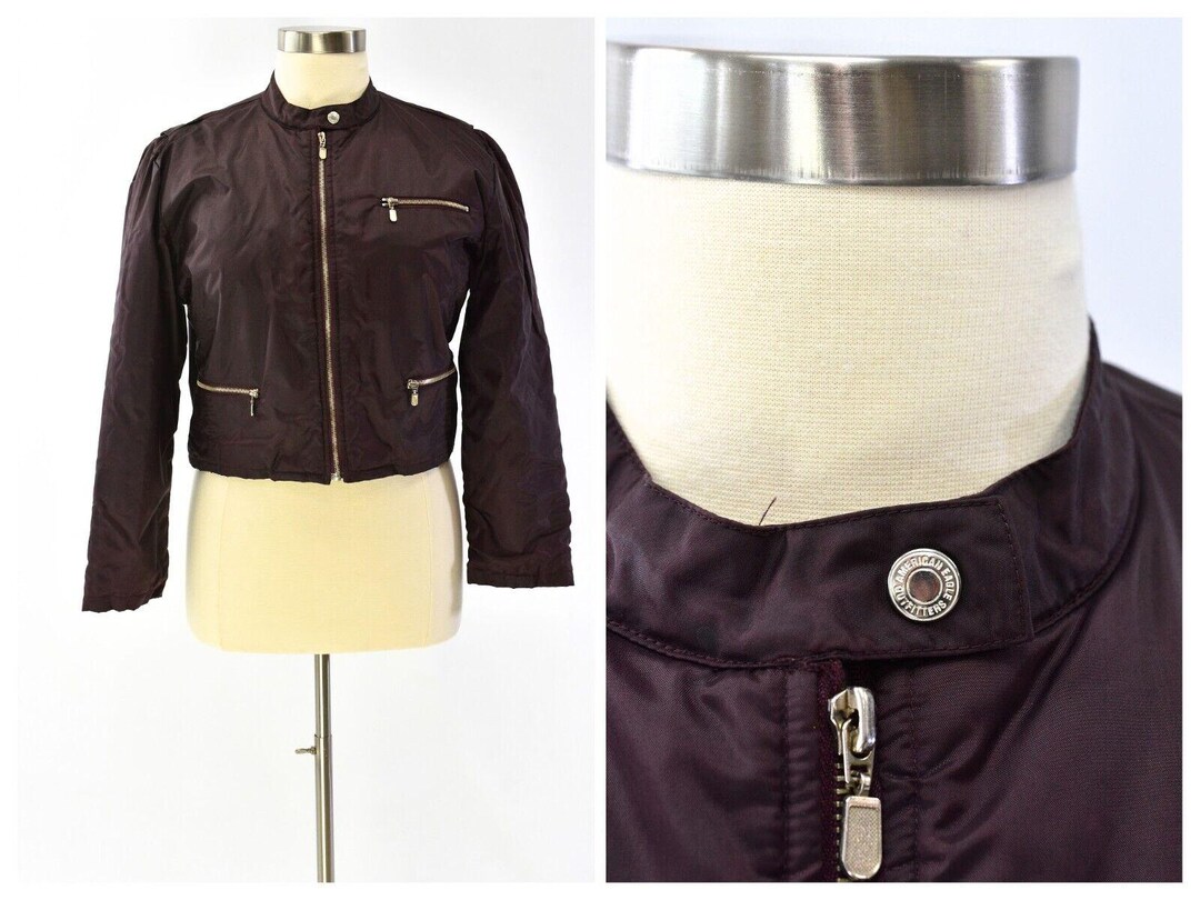 Vintage American Eagle Cropped Boxy Jacket Claret Red Bomber Jackets ...