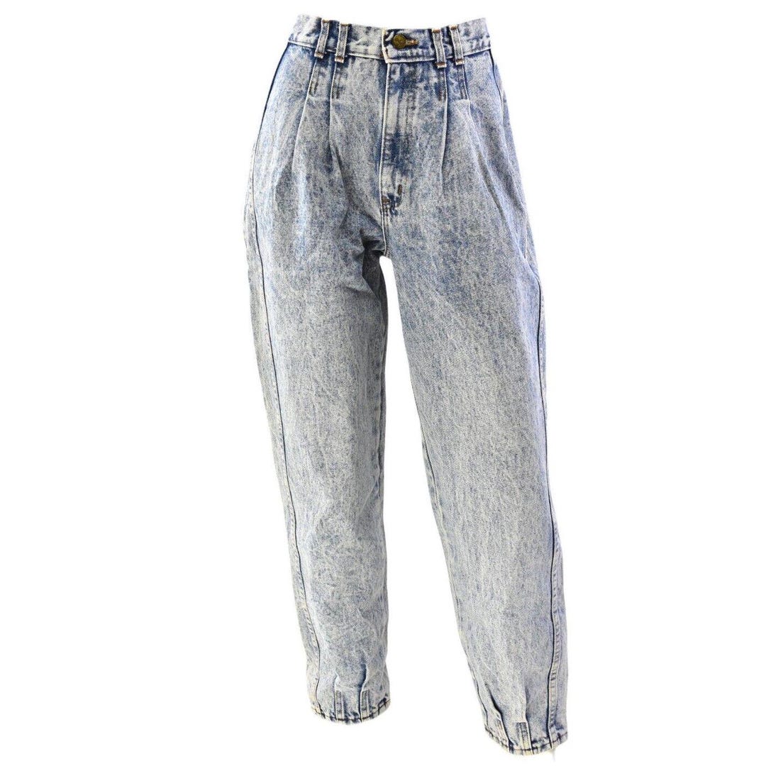 80s Vintage Acid Wash Pleated Chic Jeans Womens Size 8 - Etsy