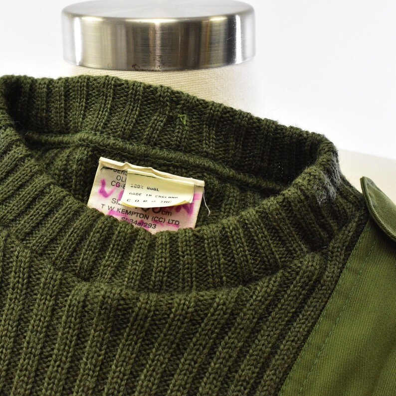 80s Vintage Wool Commando Sweater Army Green Elbow & Shoulder - Etsy